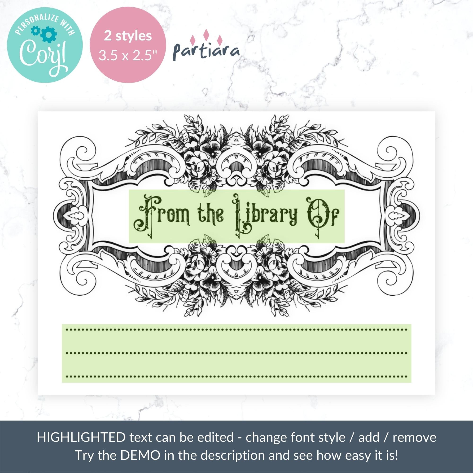 Editable Book Labels Printable Vintage Style Kraft Black White - Etsy