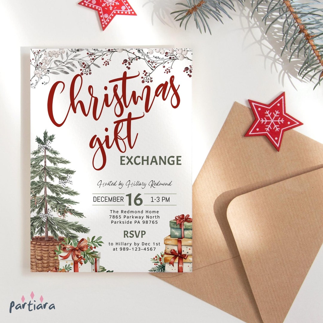 Christmas Gift Exchange Invitation Digital Download, Secret Santa Gifts ...