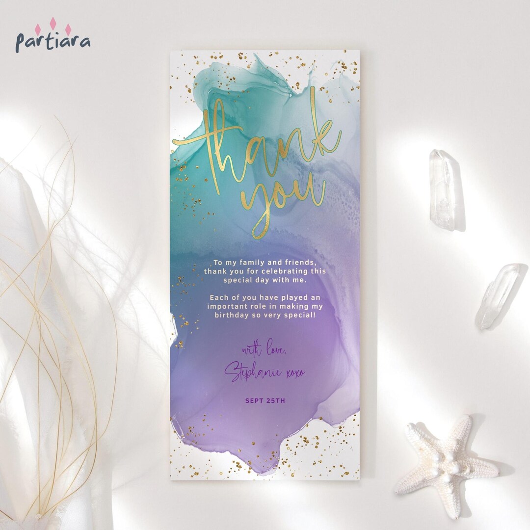 Thank You Plate Cards, Birthday Table Menu Style Thankyou Notecards ...