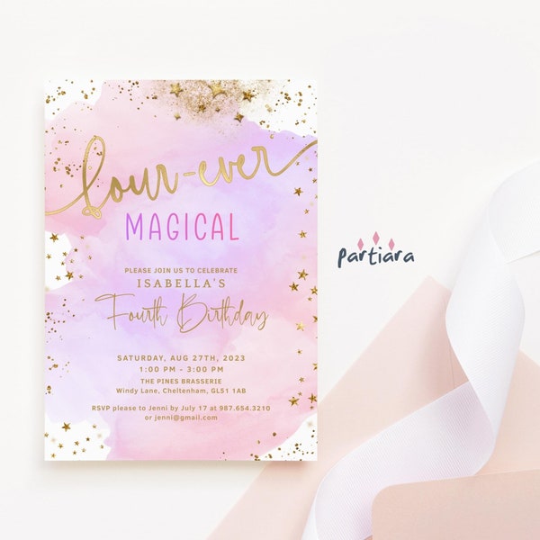 4th Birthday Party Invitations Printable - Etsy