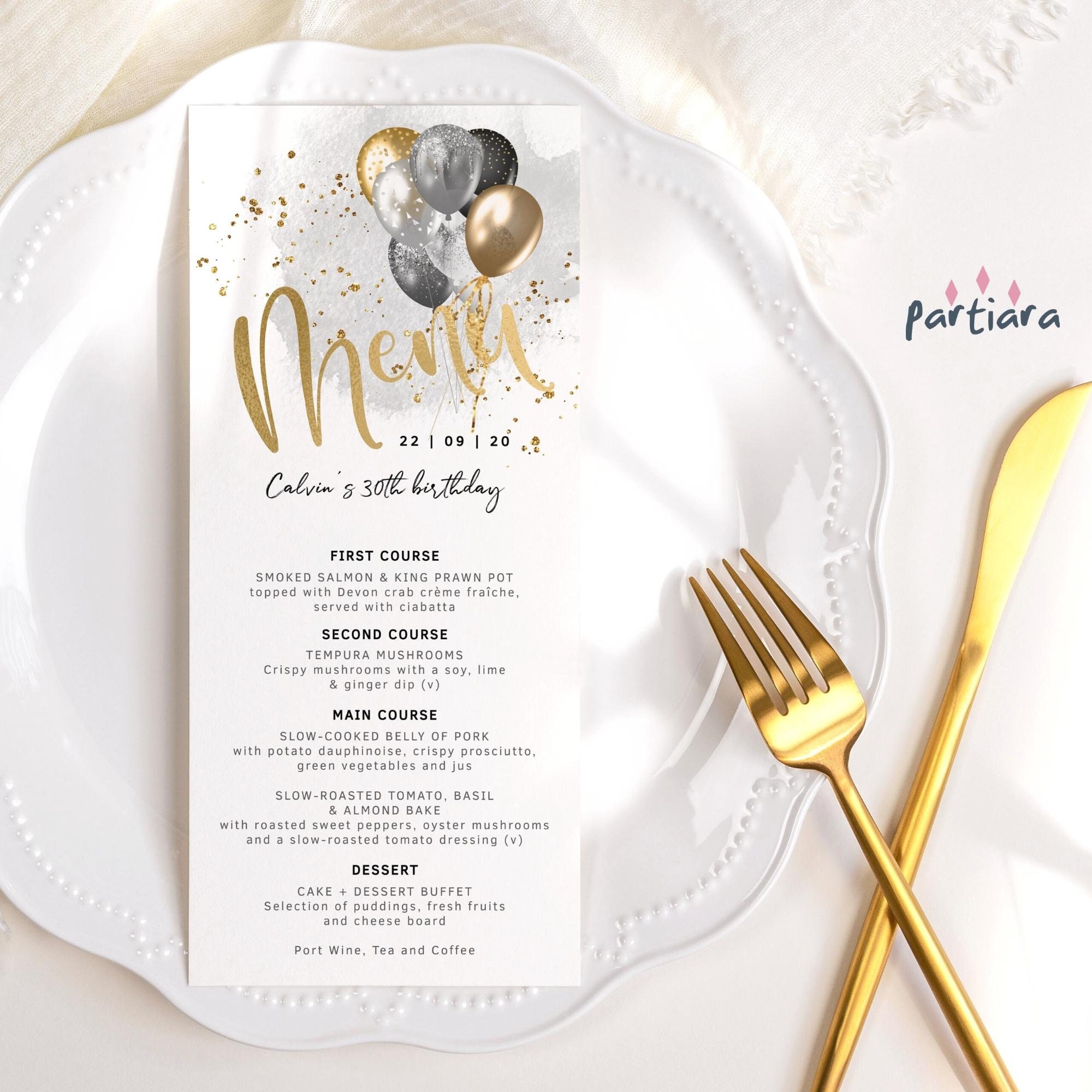 Dinner Party Menu Template