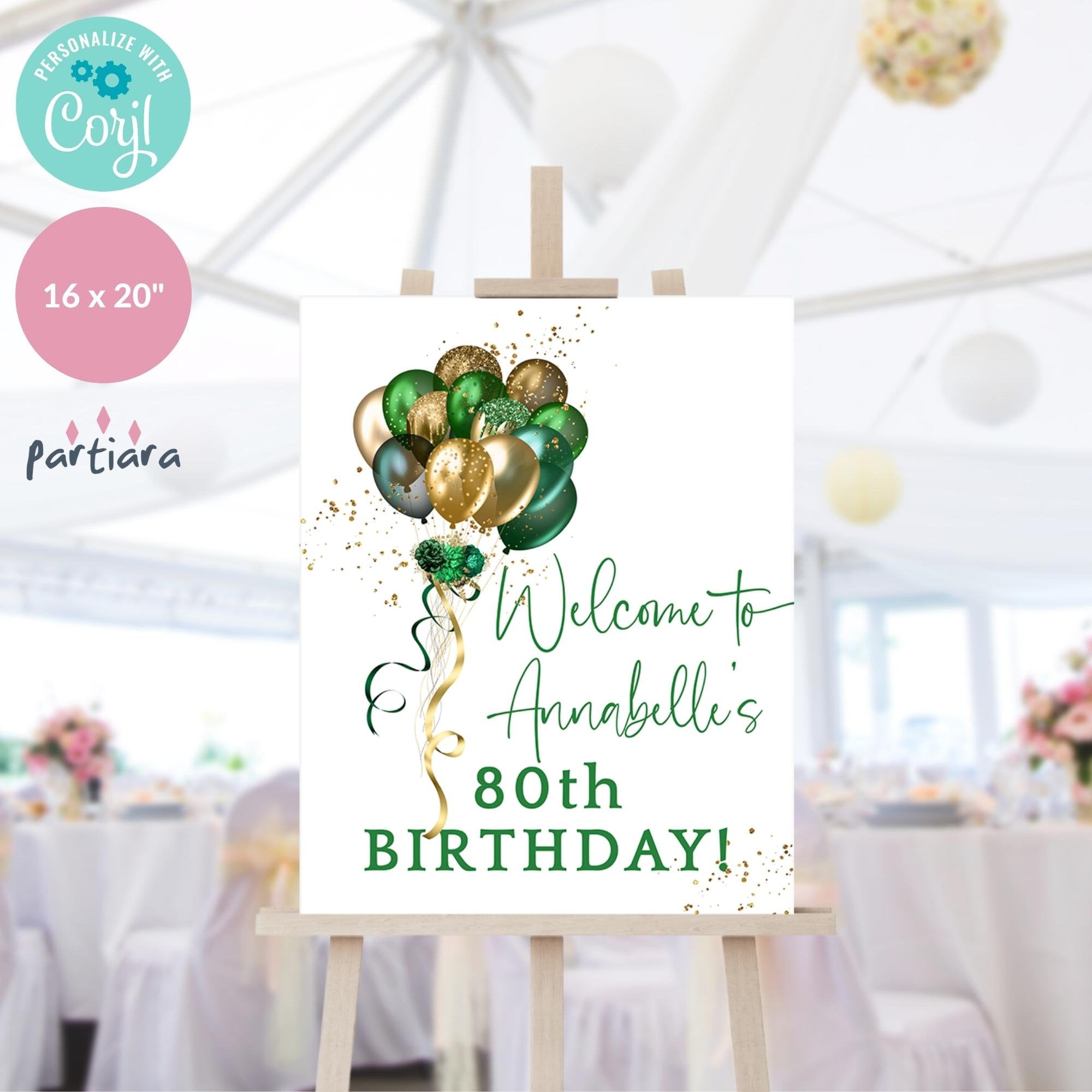 Emerald Green Gold Welcome Sign Printable Ladies Birthday - Etsy