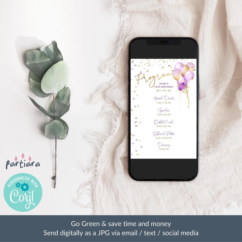 Ladies Birthday Party Program Template Printable Lilac Purple - Etsy