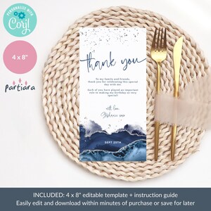 Thank You Card Slim Plate Menu Style Table Thankyou Notecards Printable ...