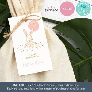 Bunny Thank You Tag, Baby Shower Favor Gift Tags Printable, Girls 1st ...
