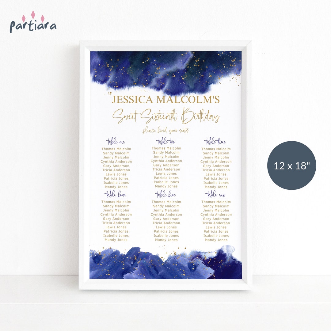 Royal Blue Seating Chart Boys Communion Seating Sign Printable Teen ...