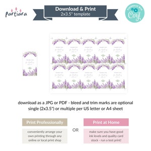 Editable Lavender Tags Favor Gifts Thank You Labels Ladies Birthday ...