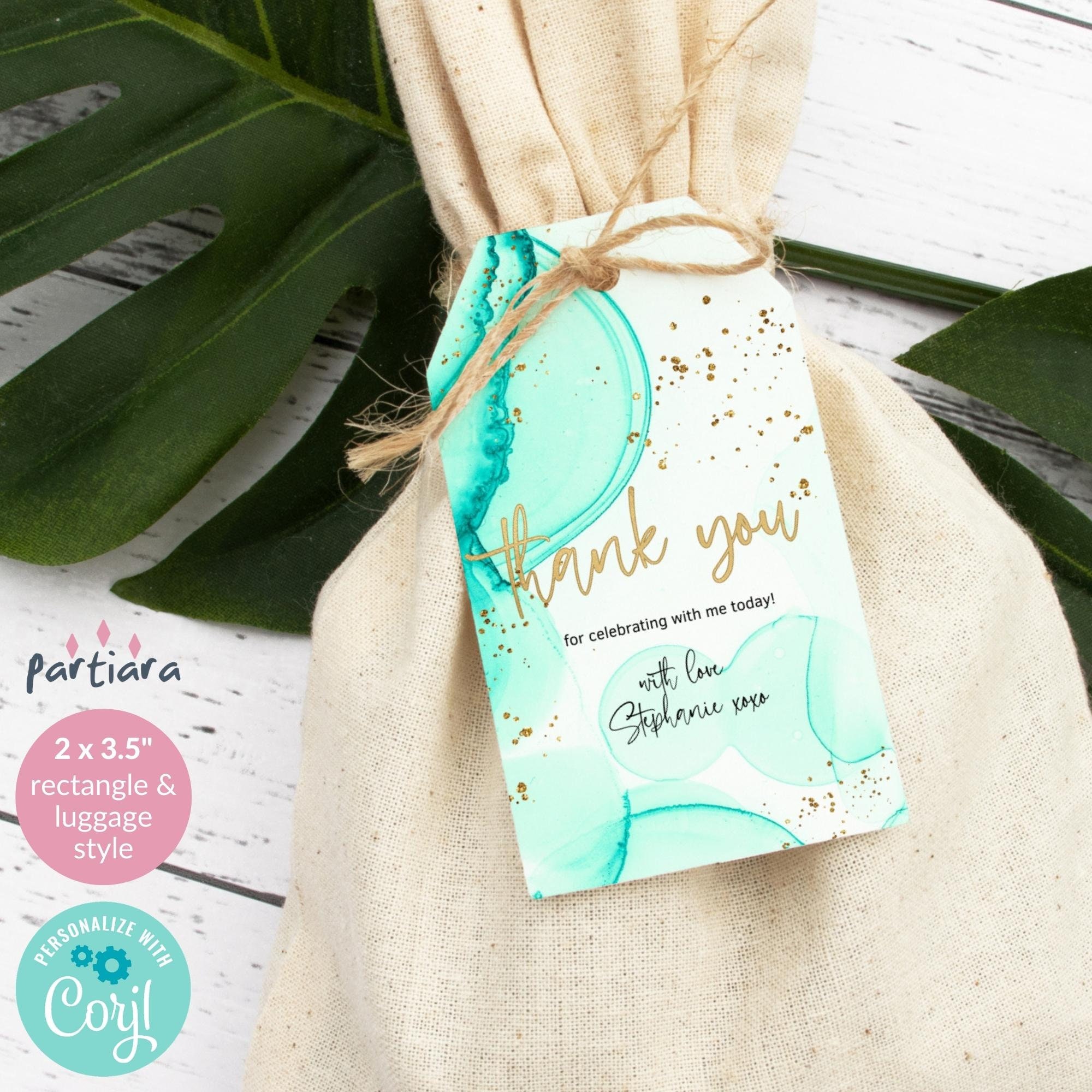 Aqua Sea Green Favor Gift Tag Printable Teen Boy Girl Ladies - Etsy