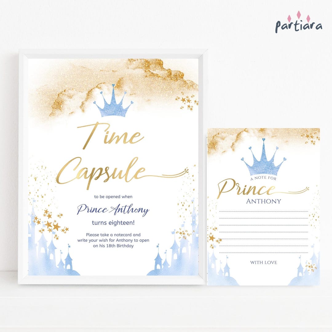1st Birthday Prince Time Capsule for Boys: Royal First Birthday Table ...
