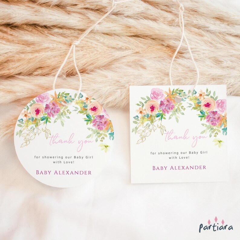 Baby Shower Tags Printable for Girls Easter or Spring Party: Floral ...
