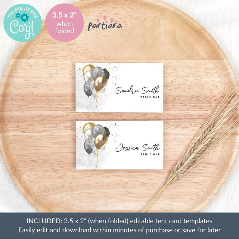 Editable Name Place Card Template Mens Birthday Dinner Party Table ...