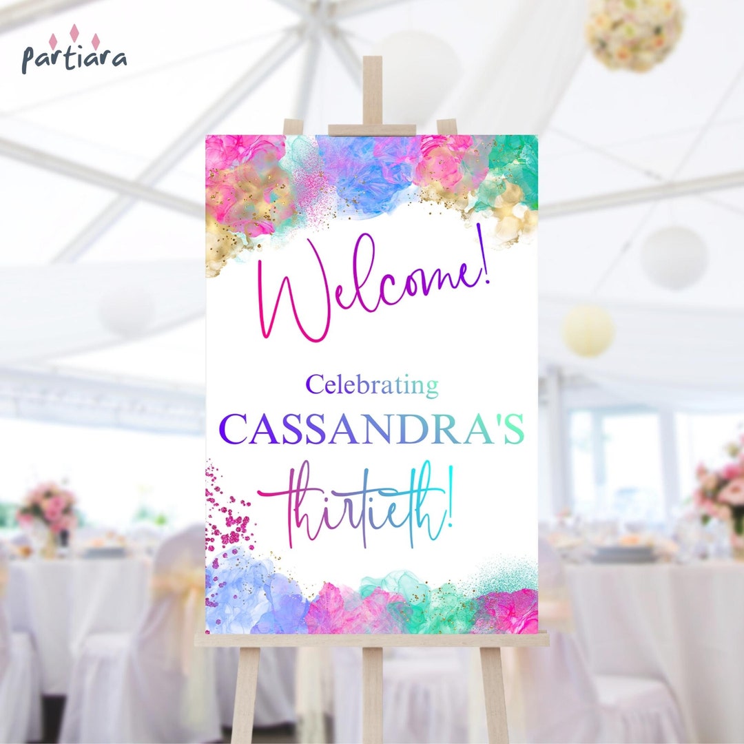 Teen Girl Birthday Welcome Sign Printable Tropical Neon - Etsy