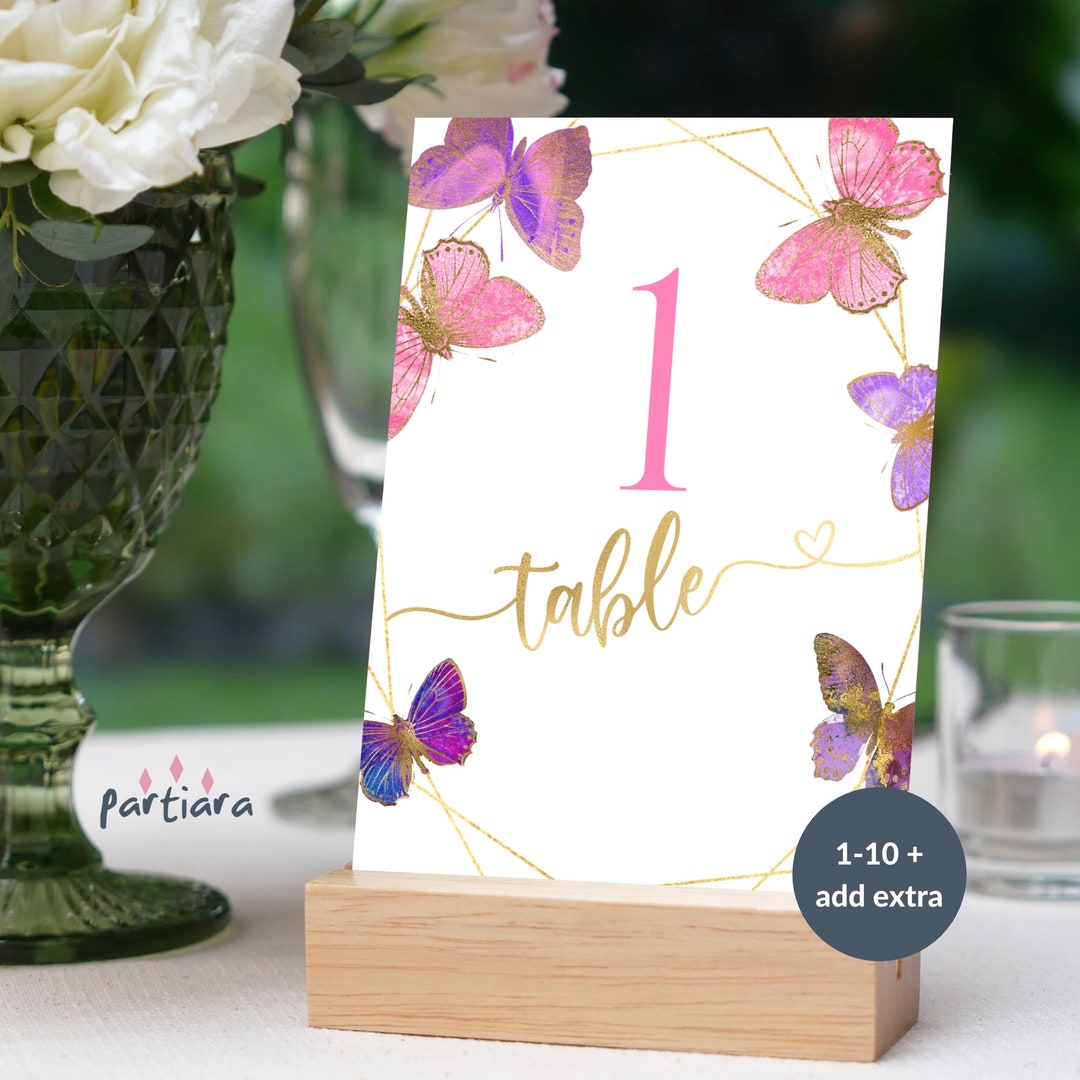 Butterfly Table Number Cards Digital Download, Girls Birthday Party ...