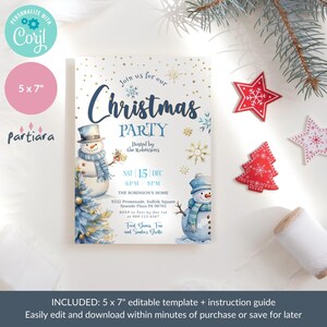 Christmas Invite Snowman Party Invitations Winter Holidays Kids Invites ...