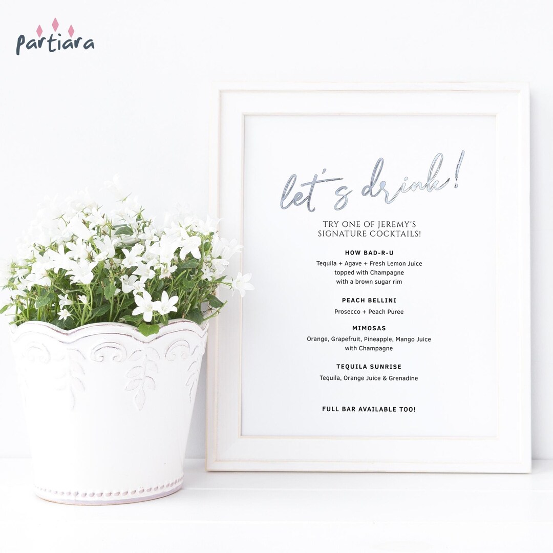 Editable Lets Drink Menu Template, Holiday Party Bar Menus, Drinks ...