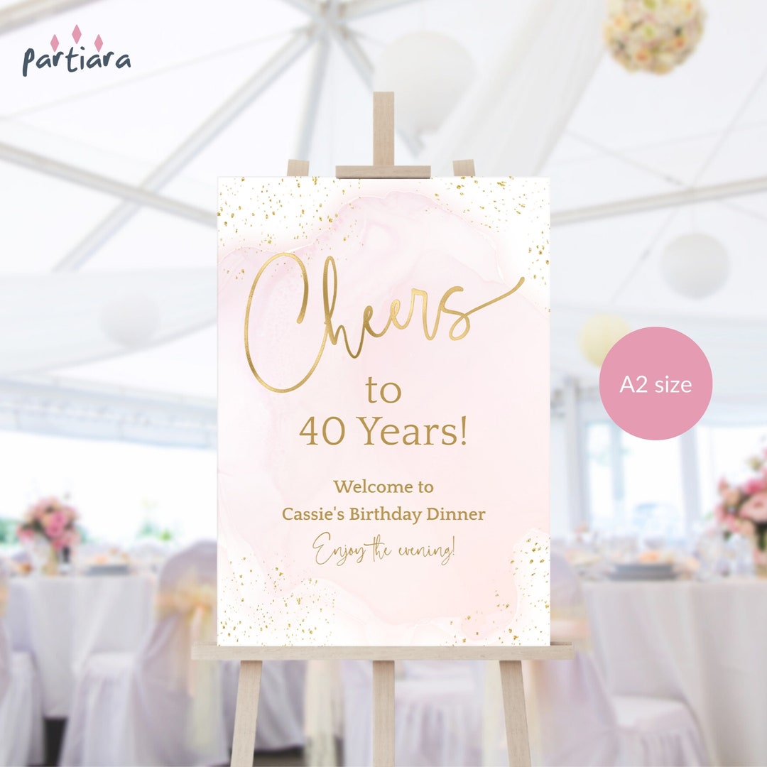 Cheers to 40 Years Sign, 40th Birthday Welcome Sign, Ladies Dinner ...