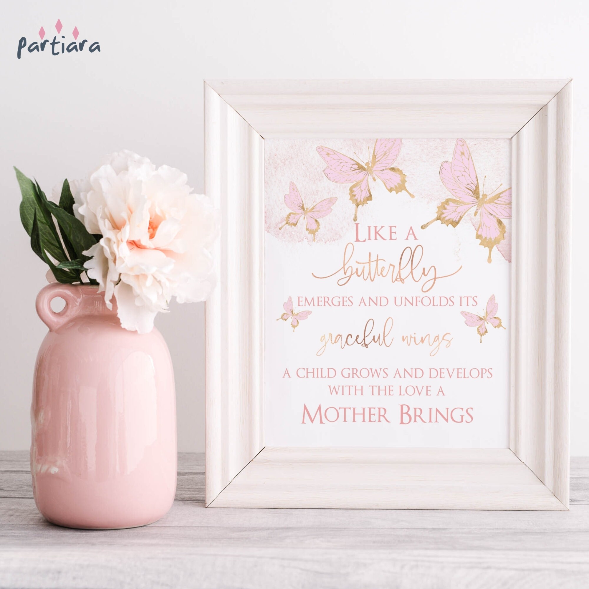 Girl Butterfly Baby Shower Sign Printable Butterflies Saying - Etsy
