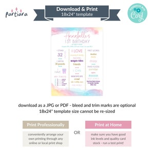 1st Birthday Chart Girls Milestone Sign Rainbow Unicorn First - Etsy