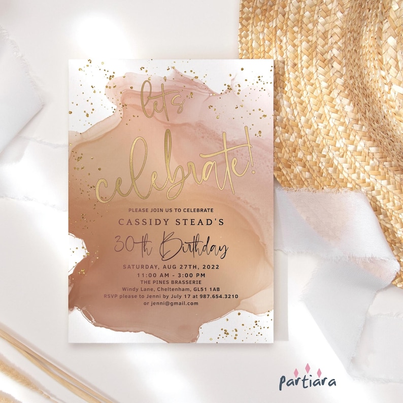 Editable Lets Celebrate Invite Ladies Birthday Invitations - Etsy