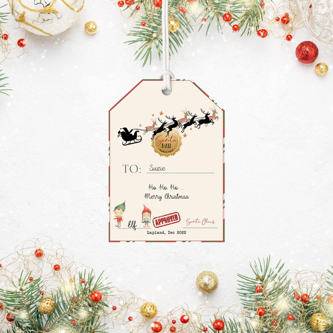 Editable Santa Claus Gift Tag Template, Christmas Eve Gifts Label ...