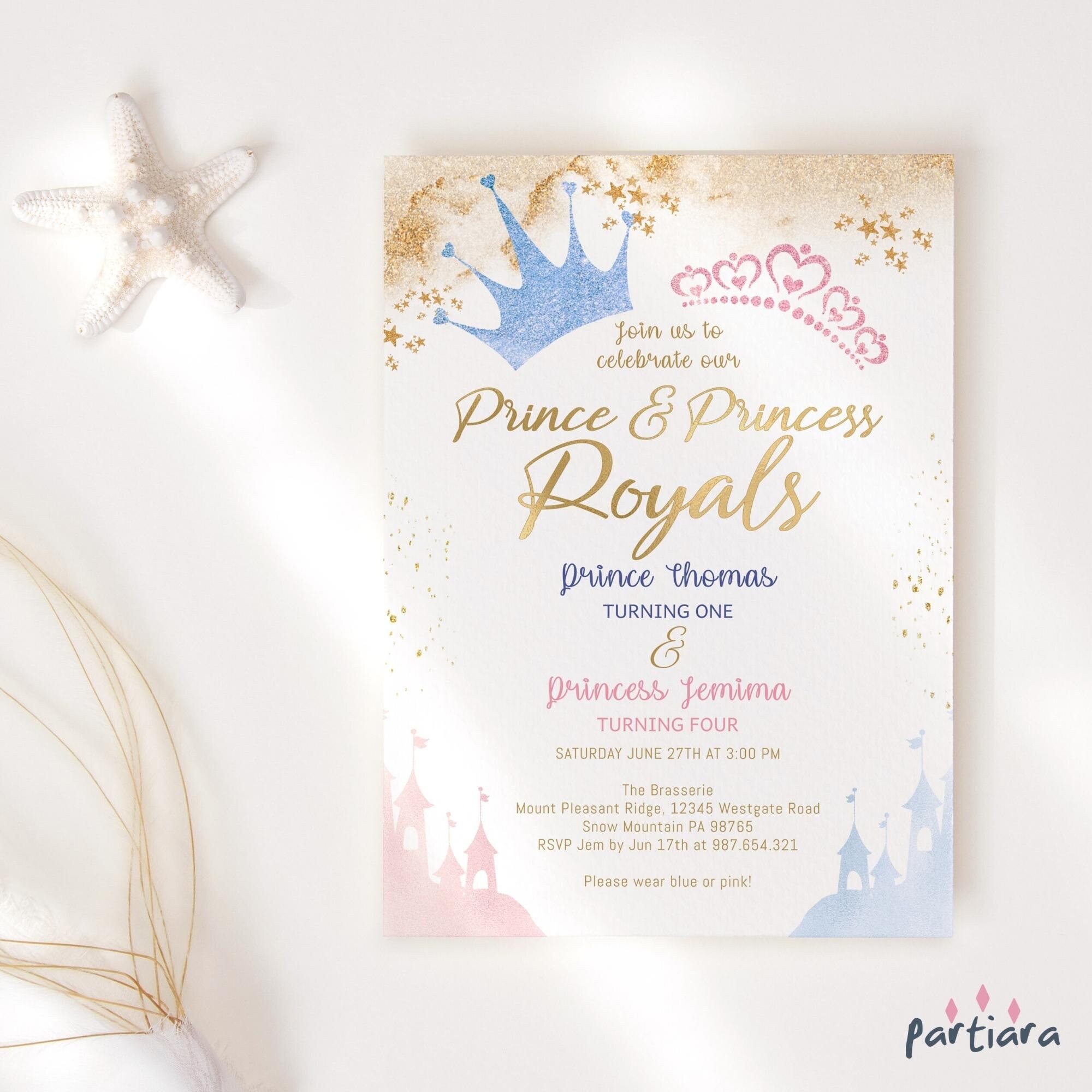 Royal Prince Princess Birthday Invitation Editable Template - Etsy
