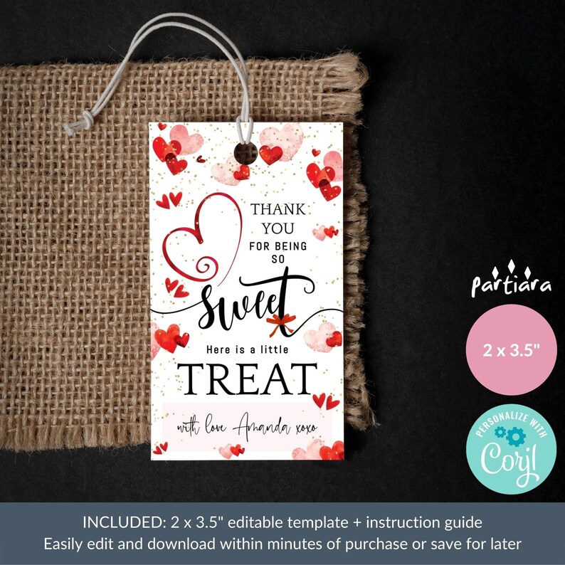 Valentine Tags Kids Teacher Appreciation Gift Tag Printable: Sweet ...