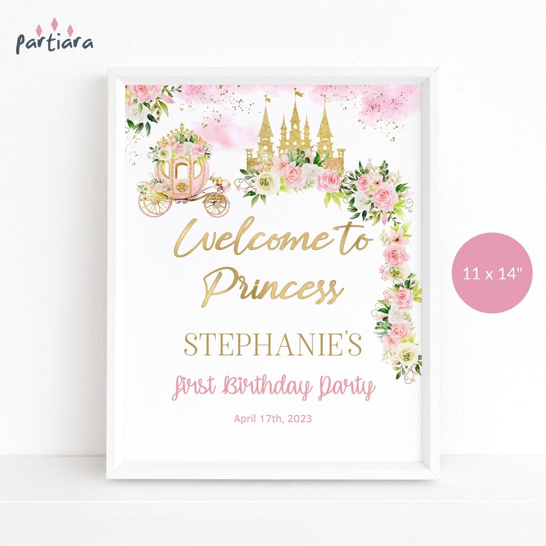 Princess Birthday Sign, Welcome Fairytale Party Poster Template, Royal ...
