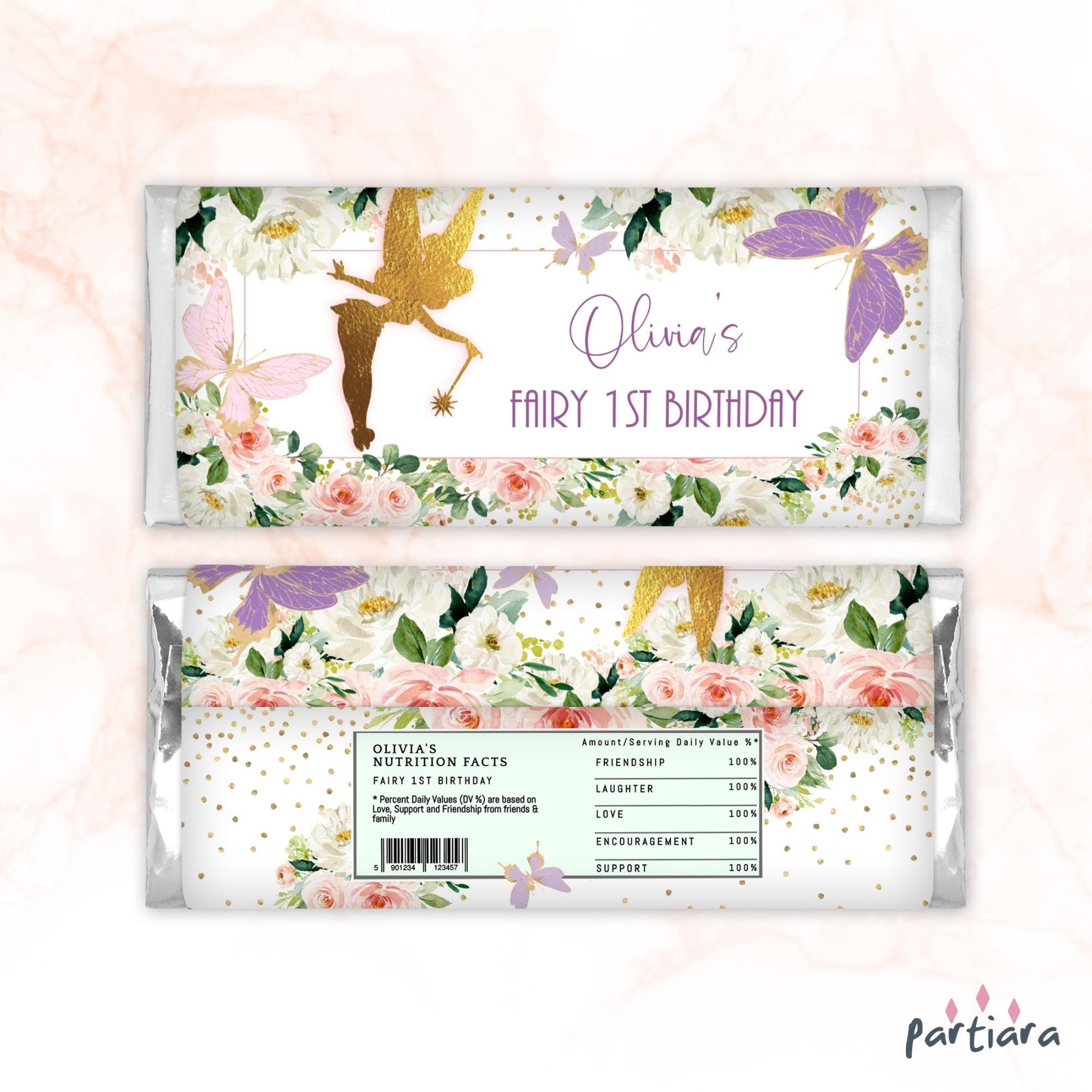 Fairy First Birthday Candy Label Wrapper Girls Tea Party - Etsy