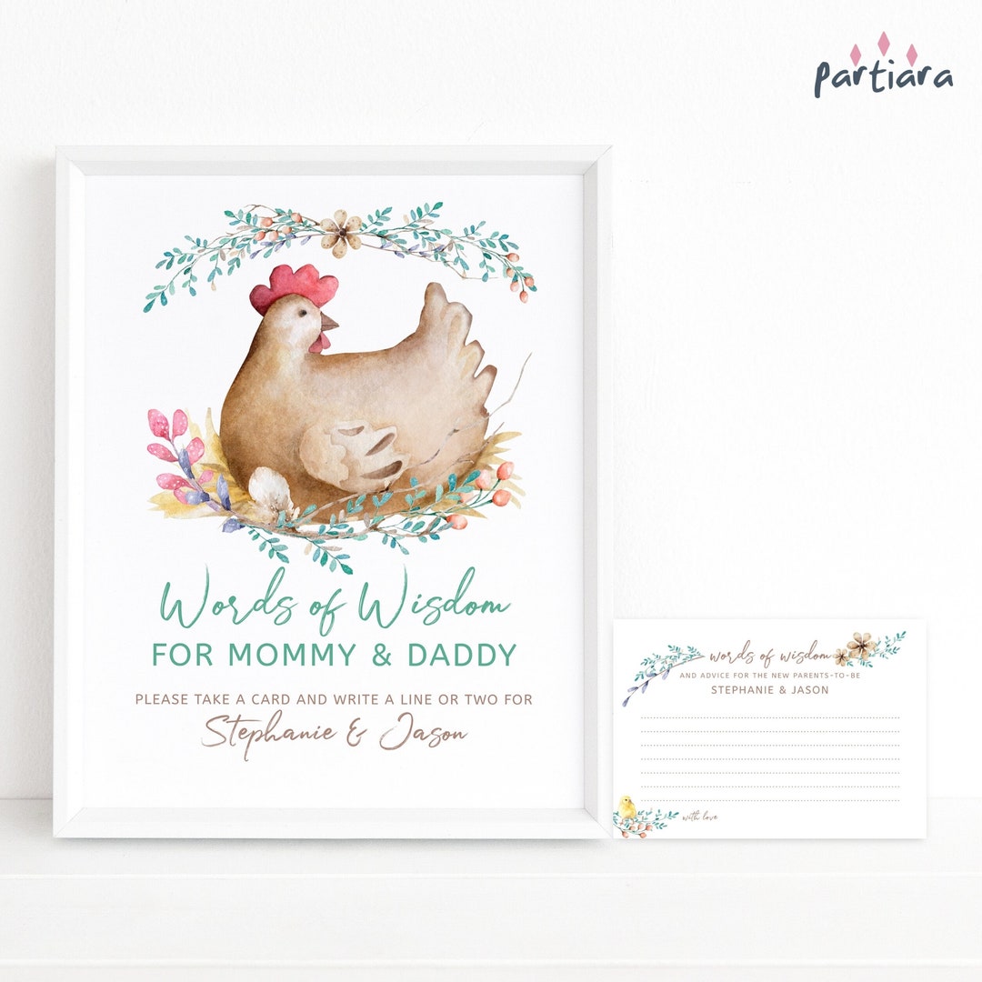 Baby Chicken Words of Wisdom Baby Shower Wishes and Advice for Mommy ...