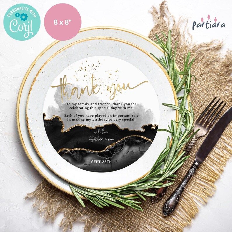 Birthday Thank You Plate Charger Editable Template Ladies or - Etsy
