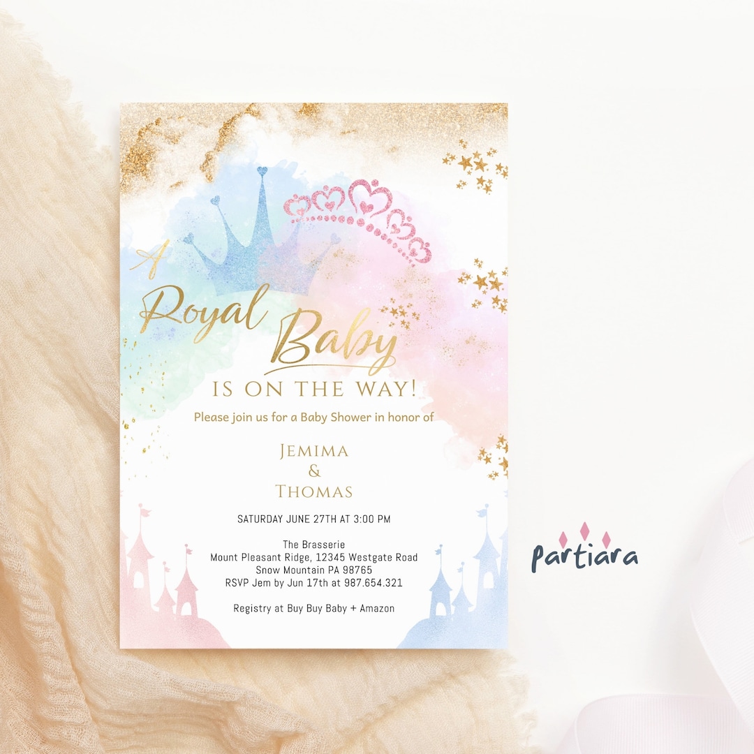 A Royal Baby Shower Invitation Printable Fairytale Prince Princess ...