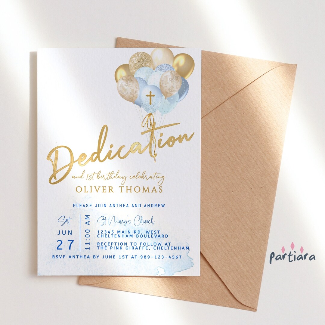 Boys Dedication Invitation Template, 1st Birthday Joint Party Invite ...