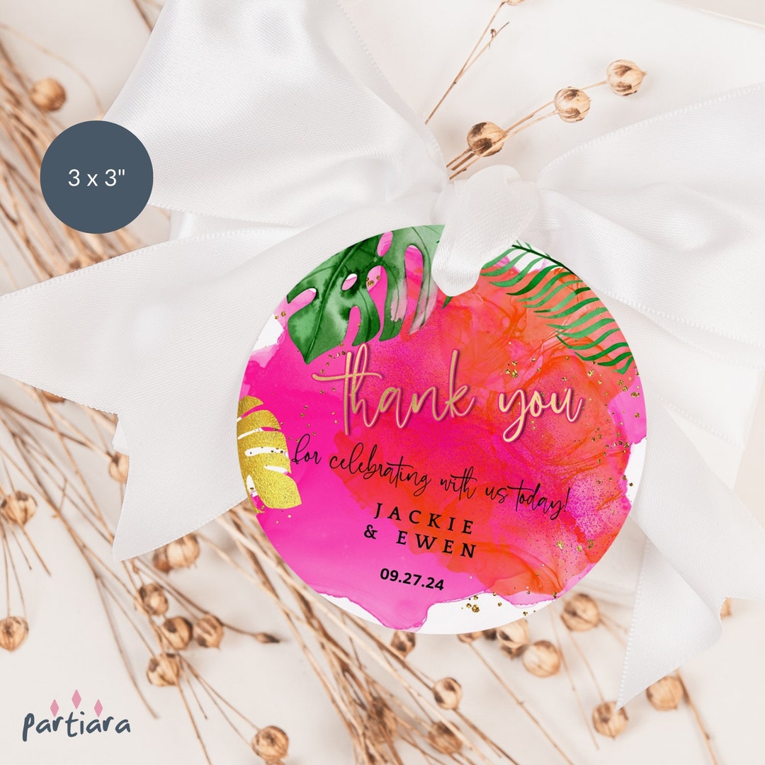 Tropical Thank You Tag Template, Birthday Favor Gift Tags Printable ...