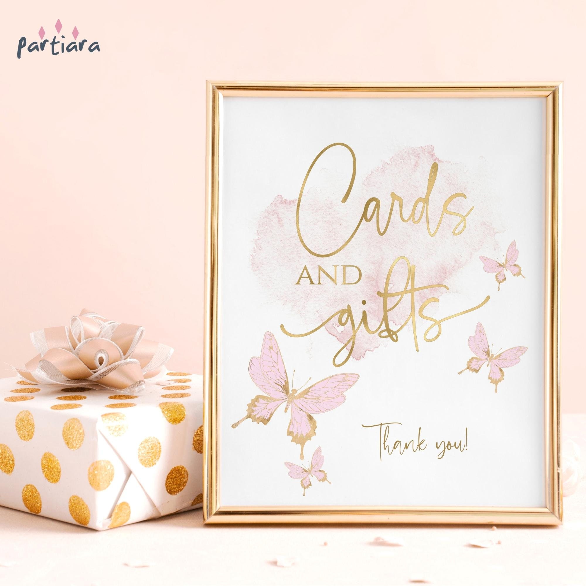 Blush Pink Butterfly Cards & Gifts Table Sign Printable Girl - Etsy