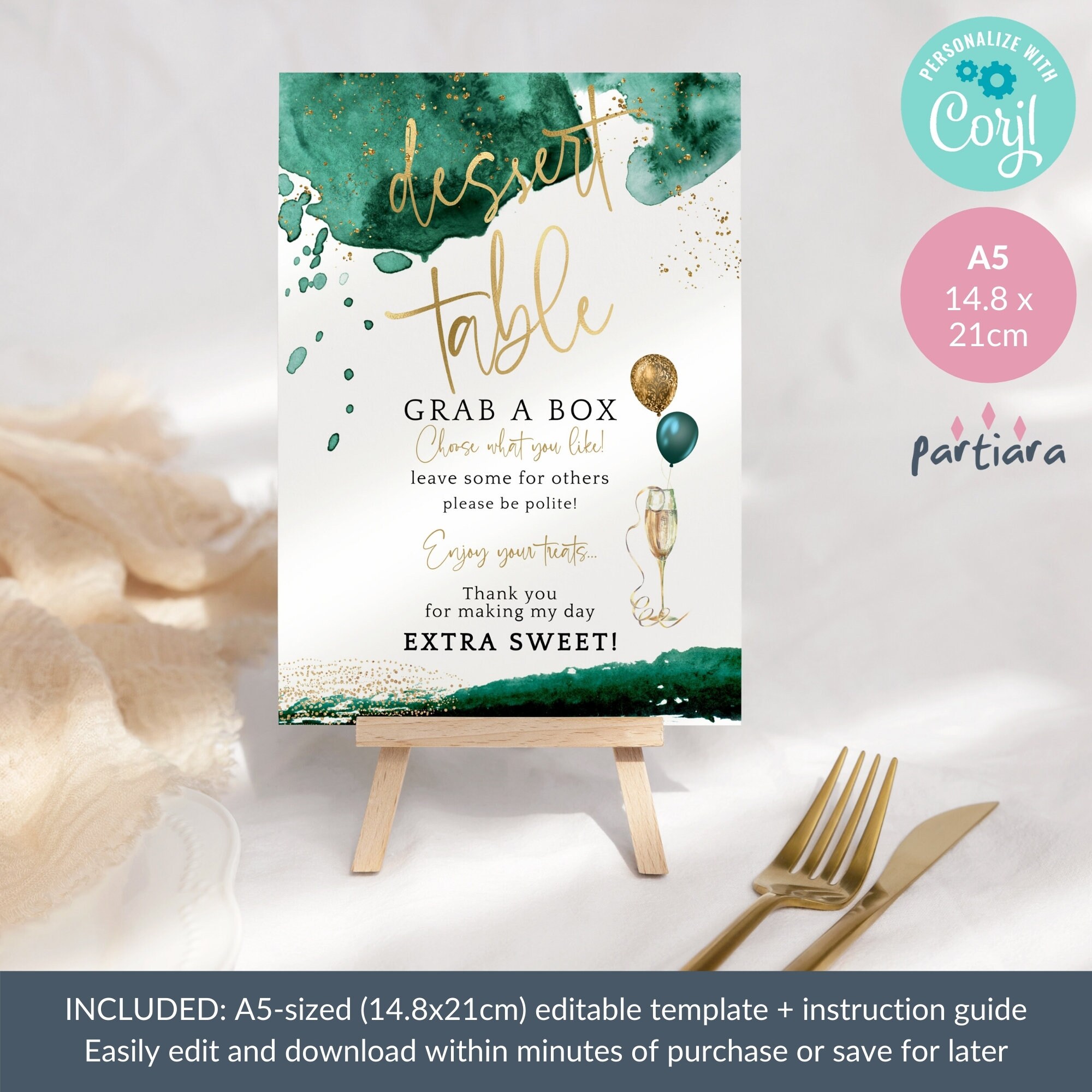 Birthday Dessert Table Sign Candy Sweets Favors Emerald Green - Etsy