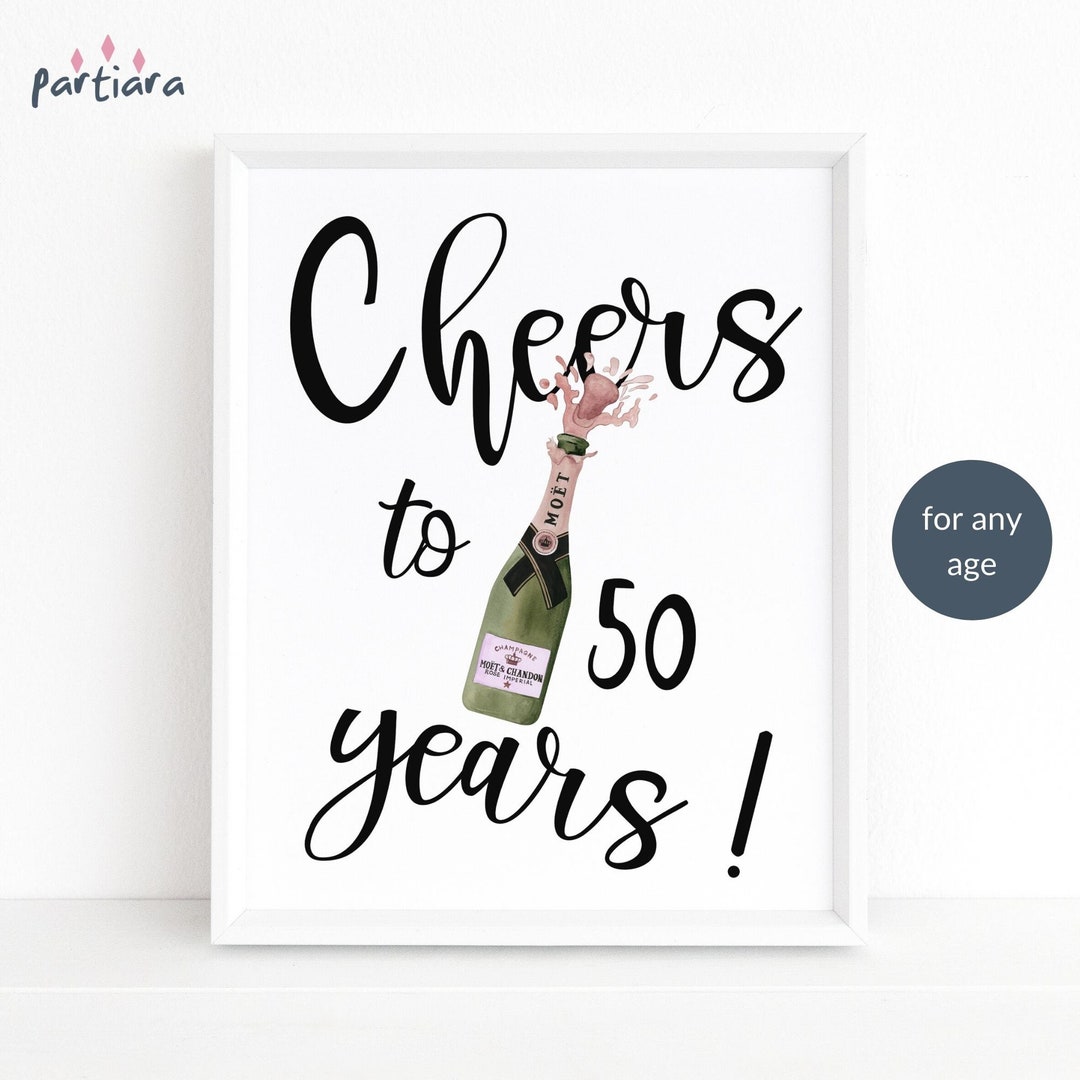 Editable Cheers to 50 Years Sign, Birthday Party Table Poster Decor ...