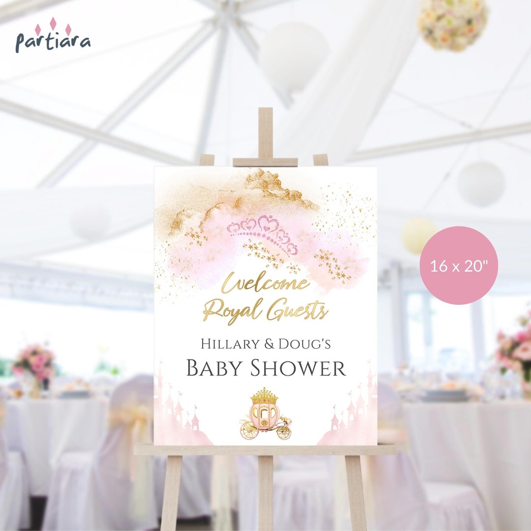 Princess Baby Shower Welcome Sign Template, Welcome Royal Guests 1st ...