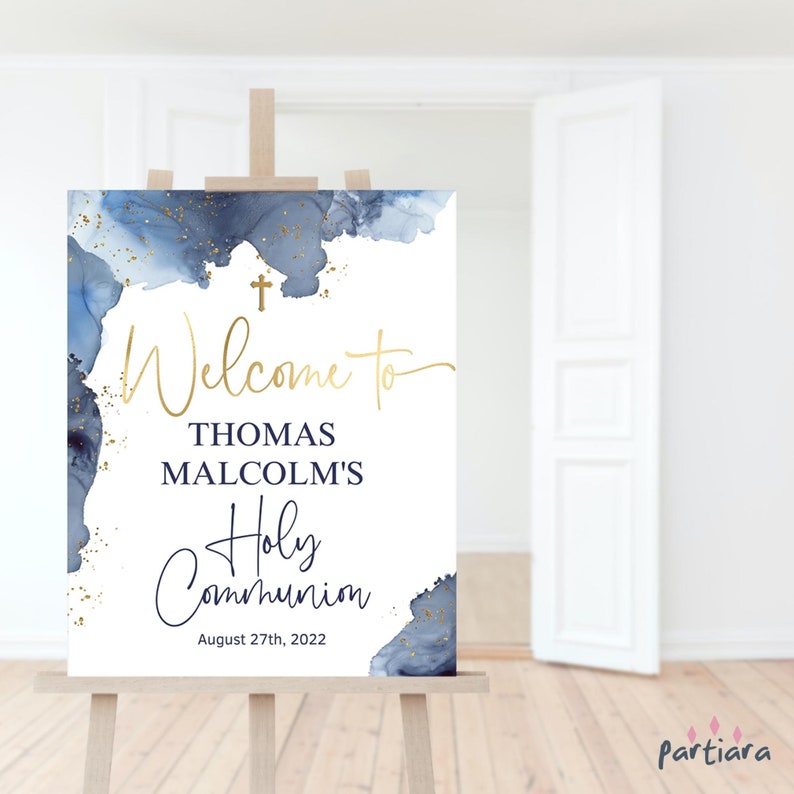 Boy's Communion Welcome Sign Printable First Holy - Etsy