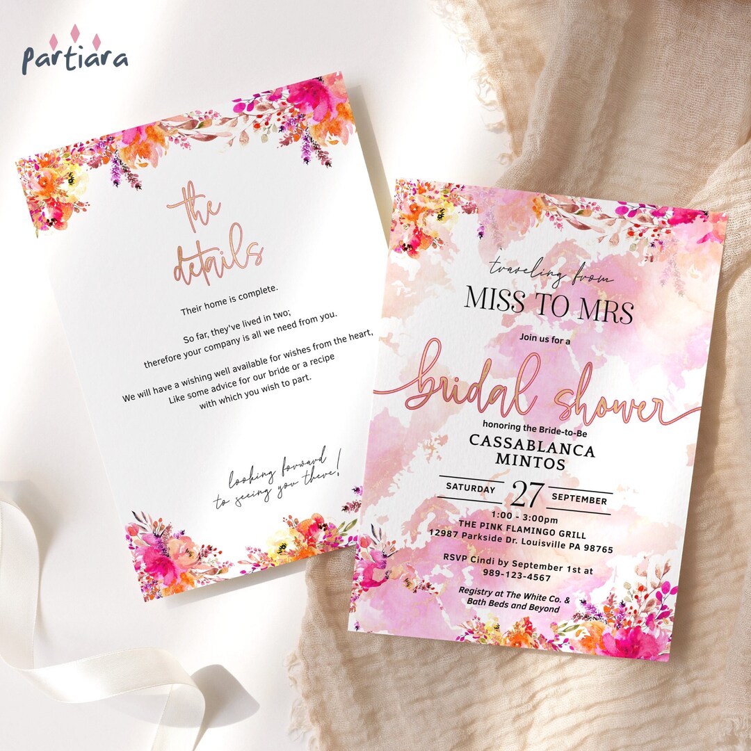 Miss to Mrs Bridal Shower Invitation, Destination Wedding Theme Weekend ...