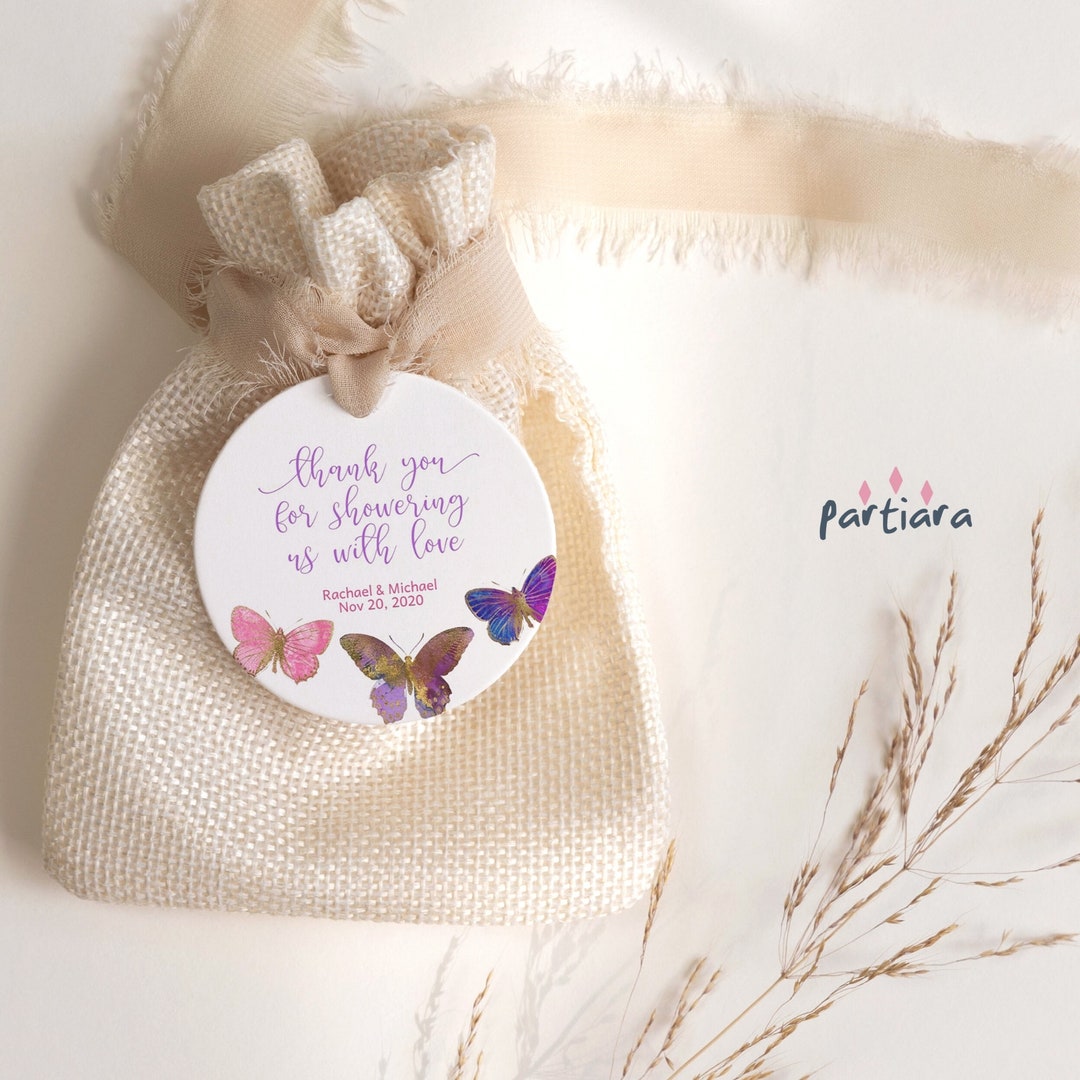 Butterfly Tag Baby Shower Favor Gifts Thank You Labels Girl 1st ...