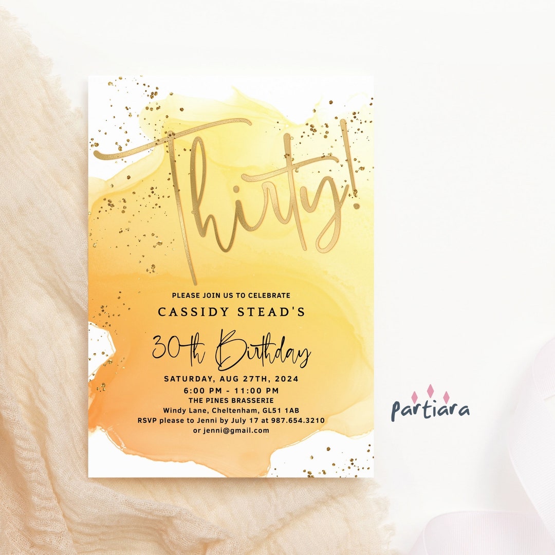 30th Cocktail Party Invite Template, 30th Birthday Invitations ...