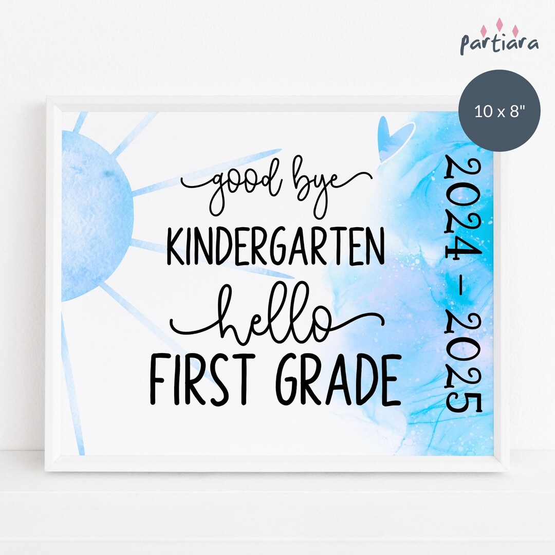 Editable First Day of School Sign Goodbye Kindergarten Hello First ...