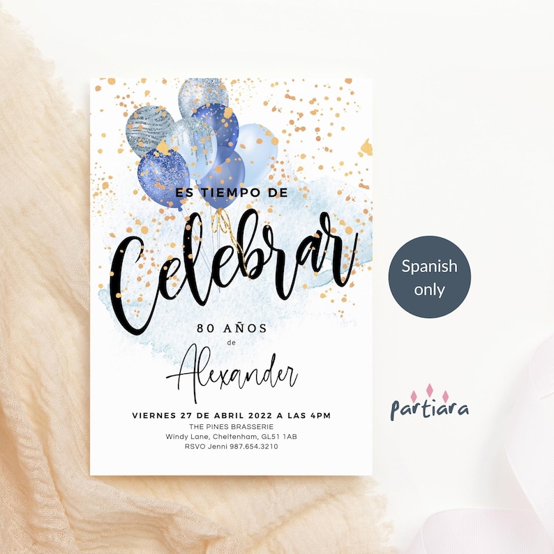 Spanish Invitation Birthday Celebration Party Invites for Men - Etsy