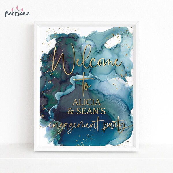 Engagement Welcome Sign Gold Template - Etsy