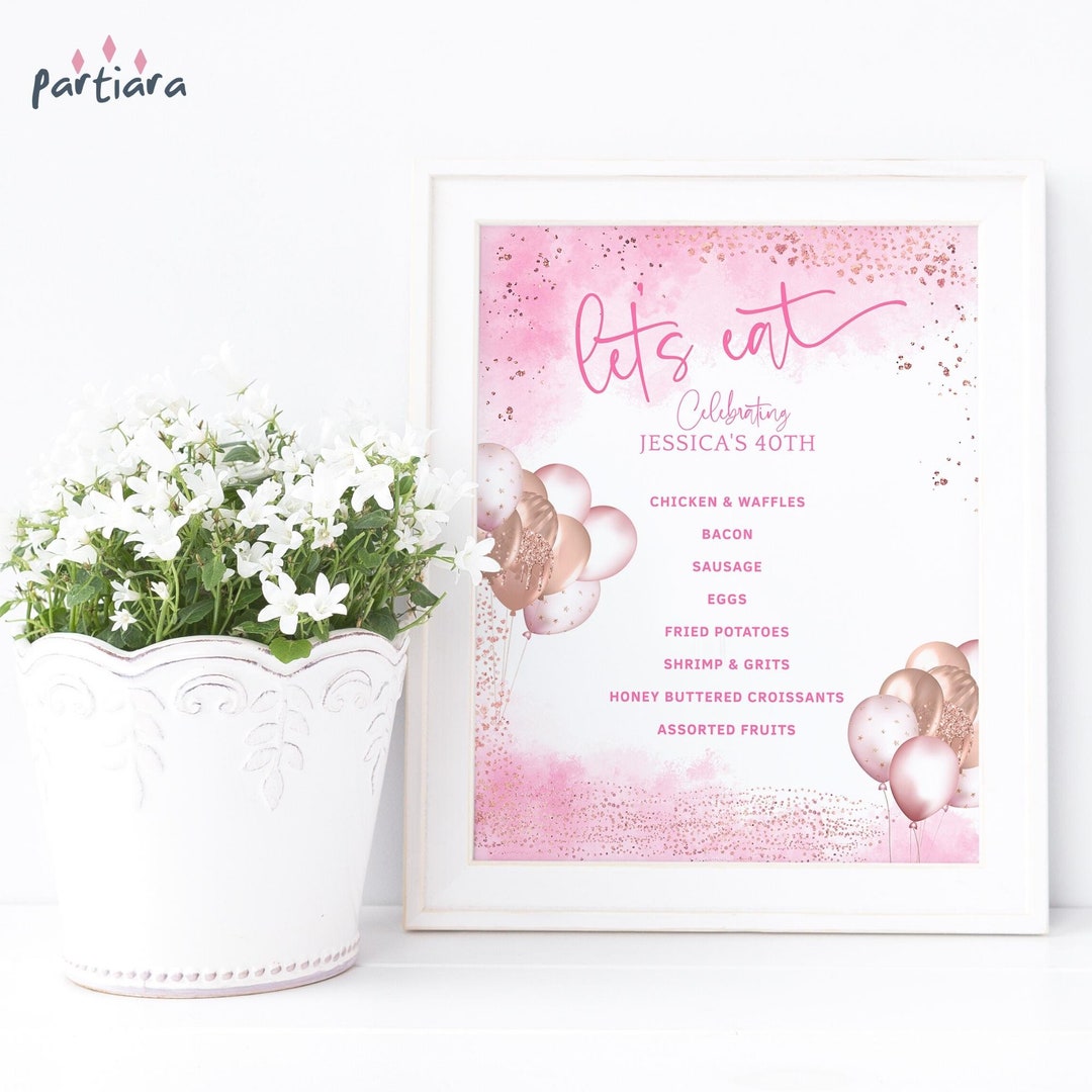 Editable Buffet Menu Sign Ladies Birthday Table Menus Poster Decoration ...