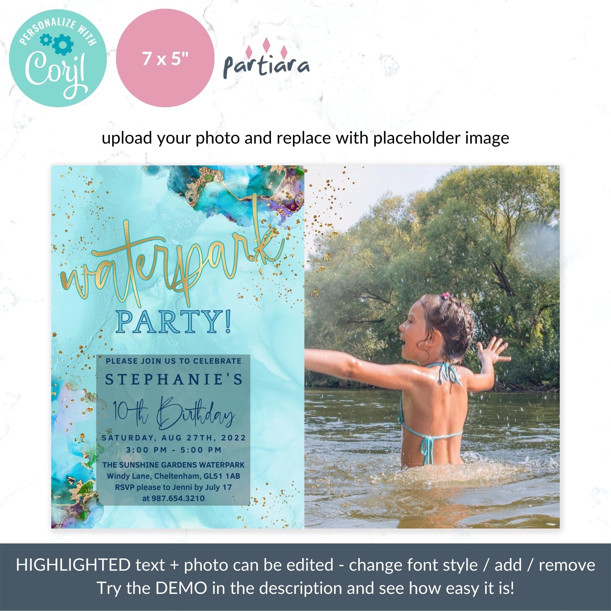 Editable Waterpark Party Invite Birthday Swimming Invitation - Etsy