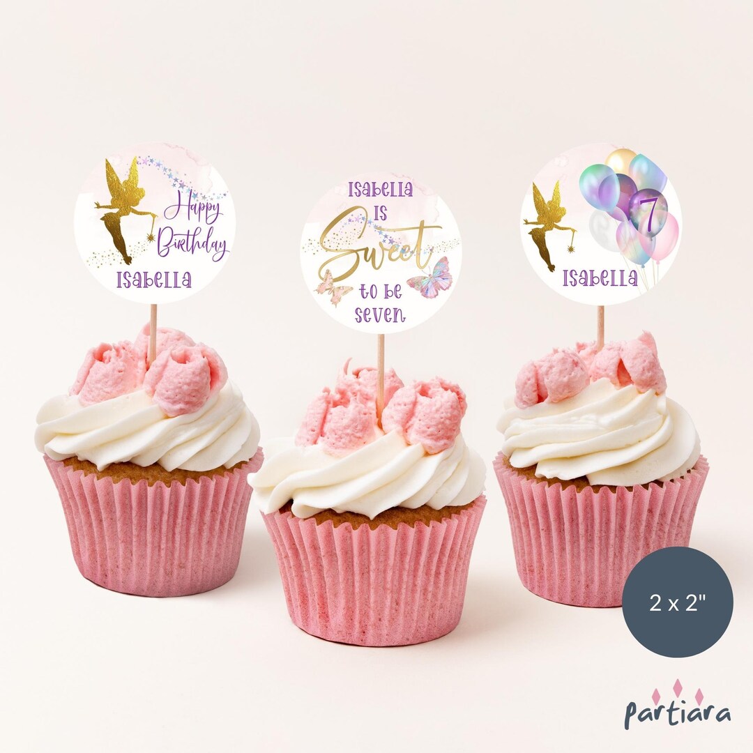 Fairy Birthday Cupcake Toppers Printable Girls Butterfly Fairies Baby ...
