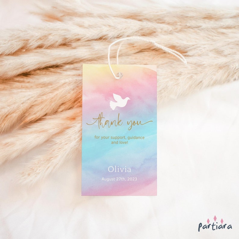 Confirmation Favor Gift Tag Printable Girls Rainbow Pastel - Etsy