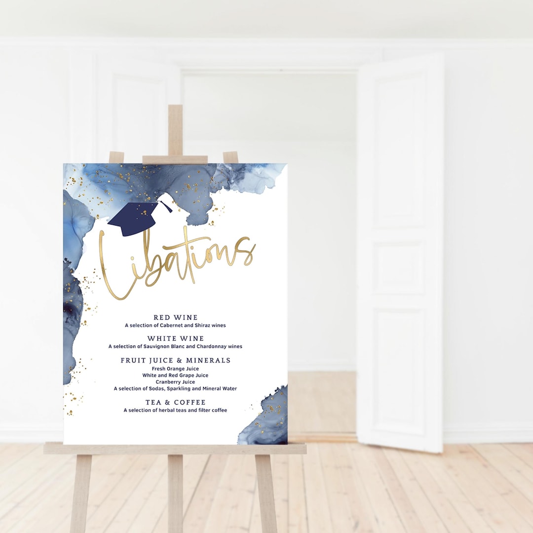Graduation Libations Menu Sign Template, Boys Grad Party Drinks Menu ...