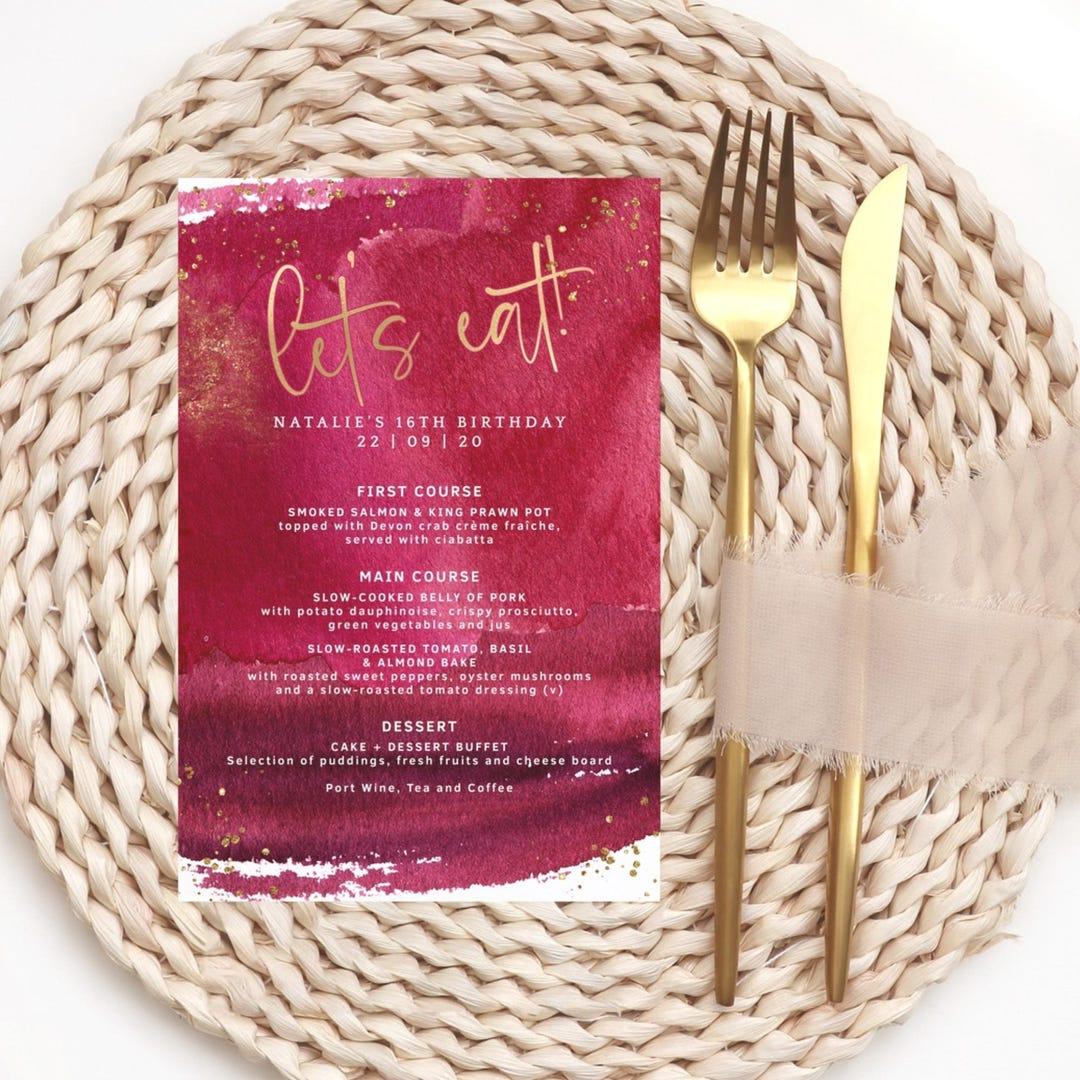 Red Menu Card Template: Valentines Dinner Menus Printable, Ladies ...